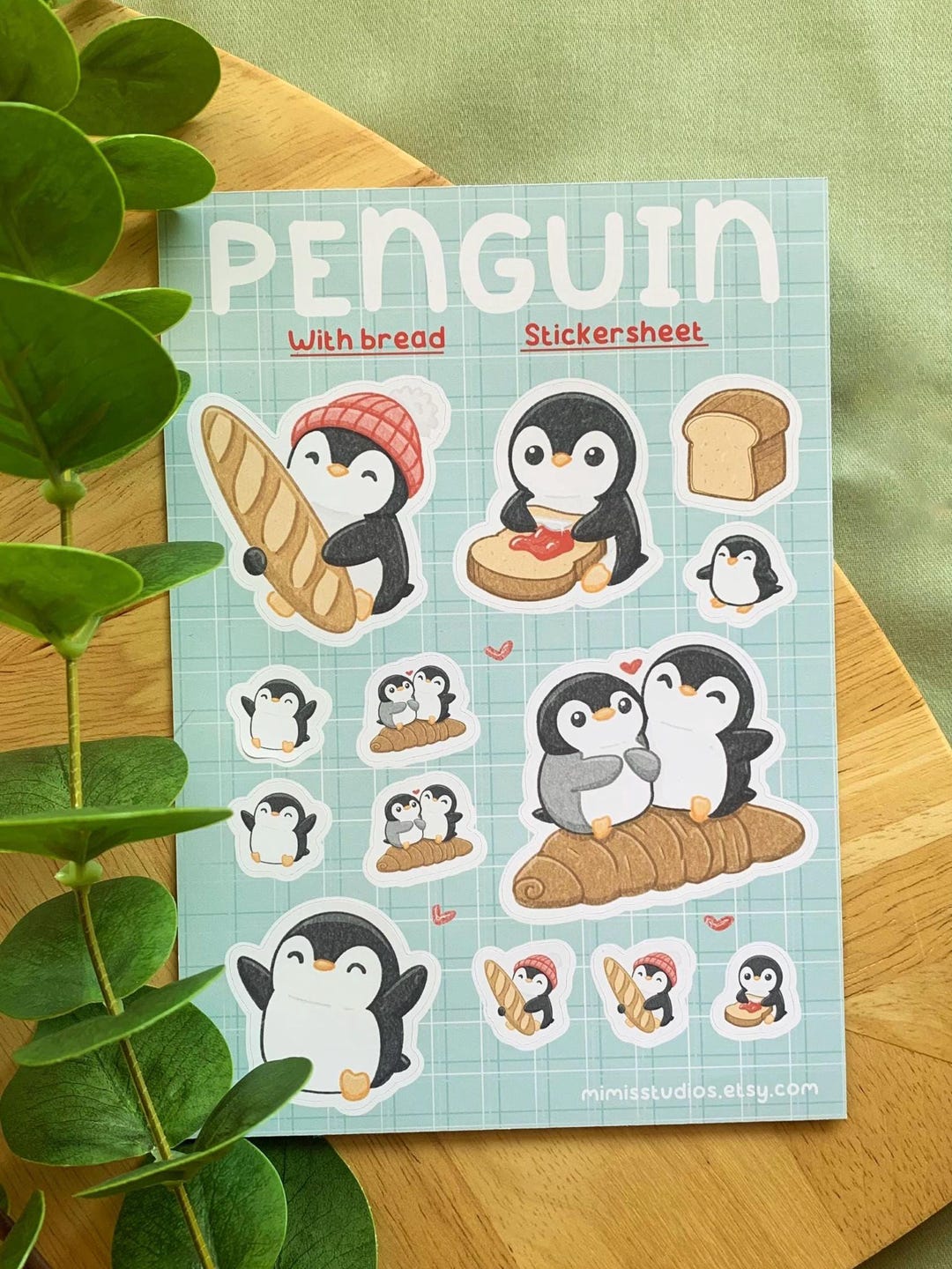 Penguin Bread Sticker Sheet | Sticker Sheet | Planner Sticker | Cute ...