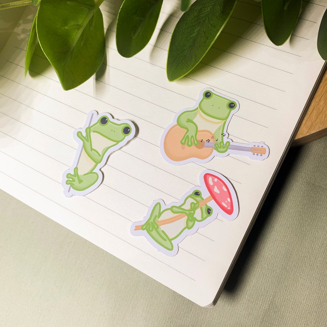 3 Frog Sticker Set | Die Cut Sticker | Planner Sticker | Cute Packaging ...