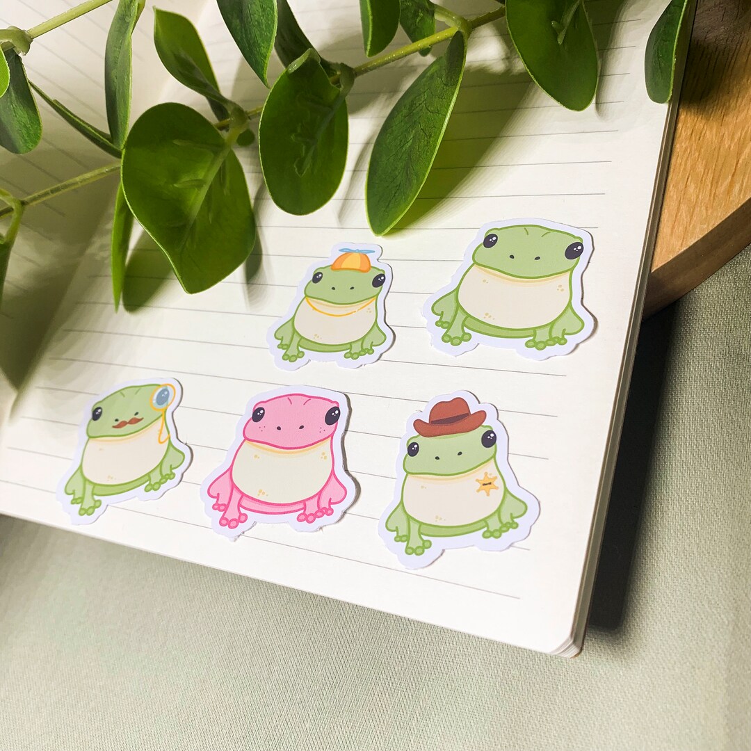 5 Frog Sticker Set | Die Cut Sticker | Planner Sticker | Cute Packaging ...