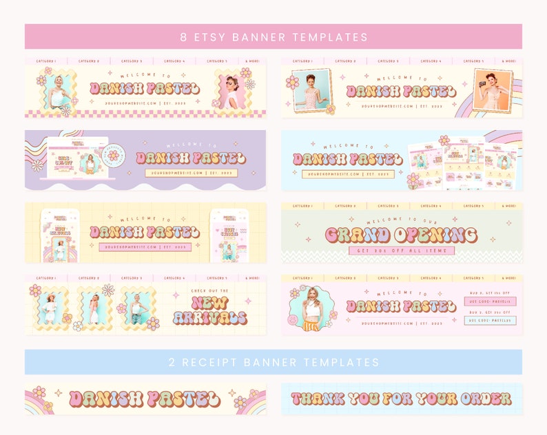 Etsy Shop Banner Templates Danish Pastel Retro Groovy Aesthetic Etsy ...