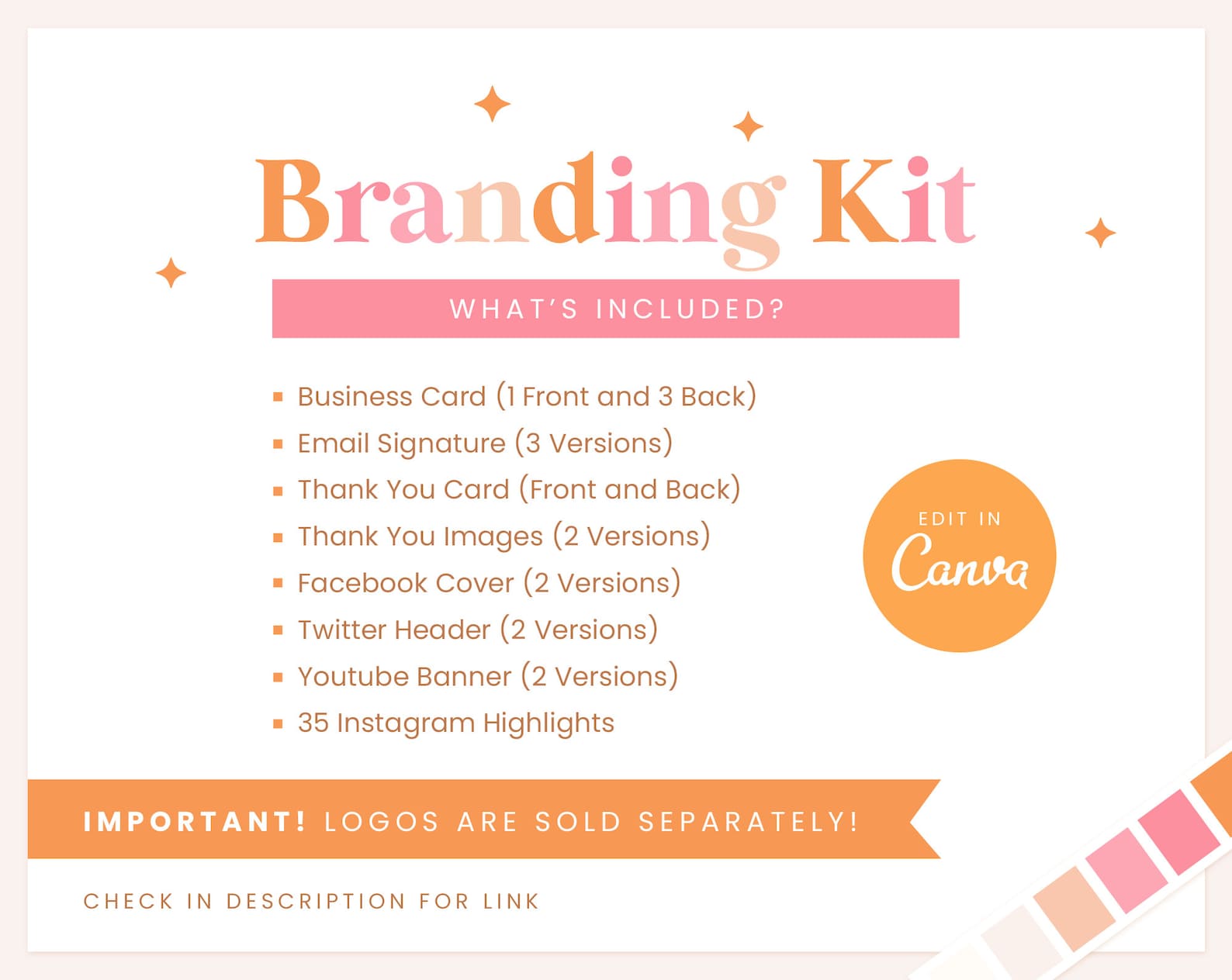 Branding Kit Peach Pink Orange Canva Templates Editable - Etsy