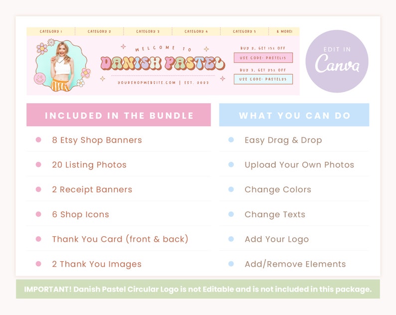 Etsy Shop Banner Templates Danish Pastel Retro Groovy Aesthetic Etsy ...