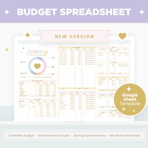 Budget Spreadsheet in Pastel Rainbow Colors, Digital Budget Planner ...
