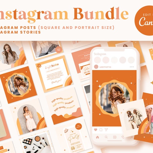 Instagram Posts Template Bundle in Square Portrait and - Etsy