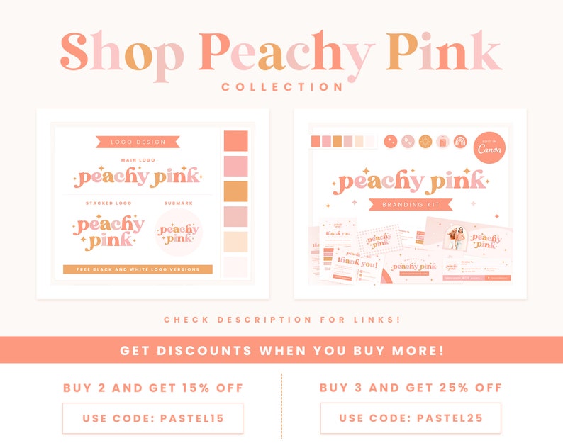 Email Signature Template Editable in Canva Pink Peach Orange - Etsy
