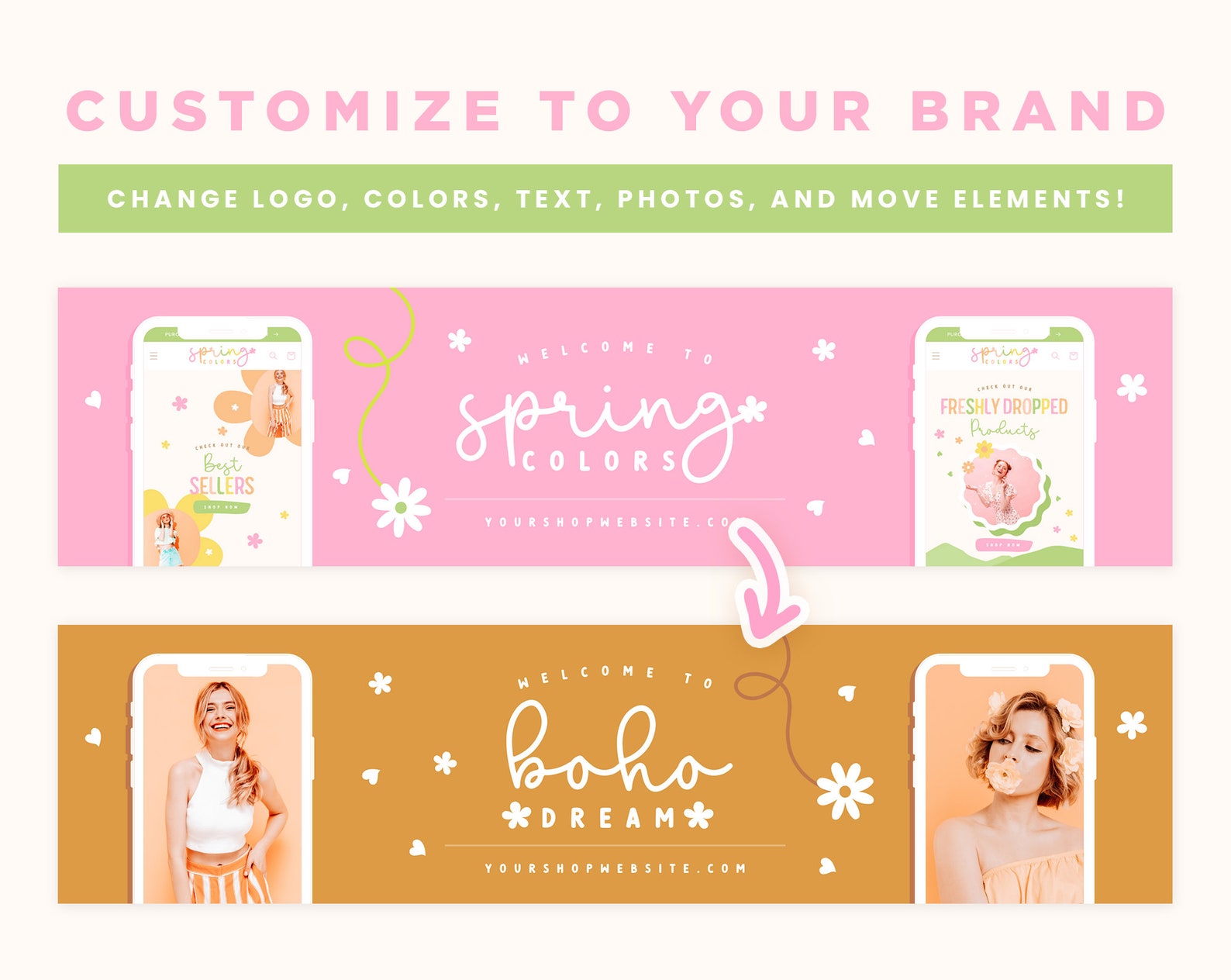 Etsy Shop Banner Templates, Spring Colorful Pastel Etsy Branding Kit ...