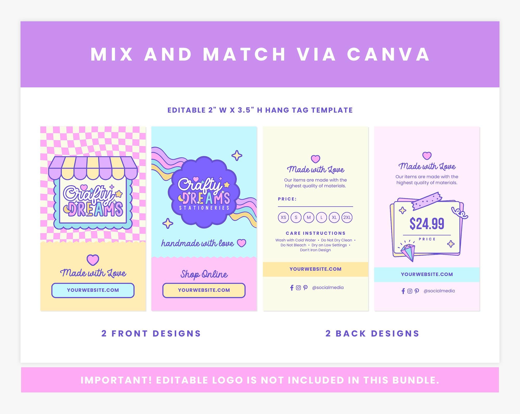 Editable Price Tag Canva Template in Rainbow Purple Blue Pink Purple ...