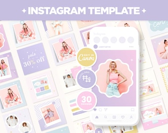 Instagram Posts Template Spring Colorful Rainbow Bundle in Square ...