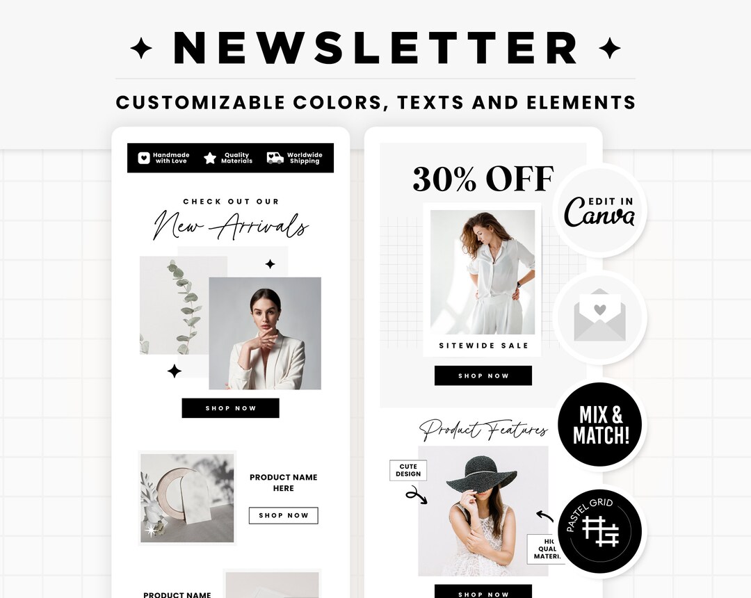 Email Templates Newsletter Design Editable in Canva, Email Banners and ...