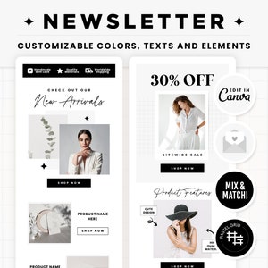 Email Templates Newsletter Design Editable in Canva, Email Banners and ...