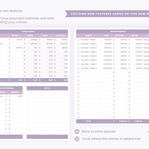 Budget Spreadsheet in Purple Lilac Colors, Digital Budget Planner ...