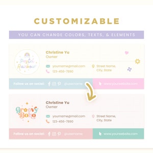 Email Signature Template Editable in Canva, Pastel Rainbow Colors ...