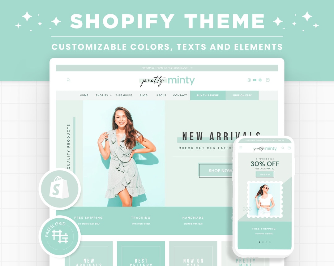 Shopify Theme Mint Green Minimalist Customizable Shopify Template ...