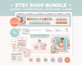 Etsy Shop Banner Templates, Groovy Boho Etsy Branding Kit Template ...