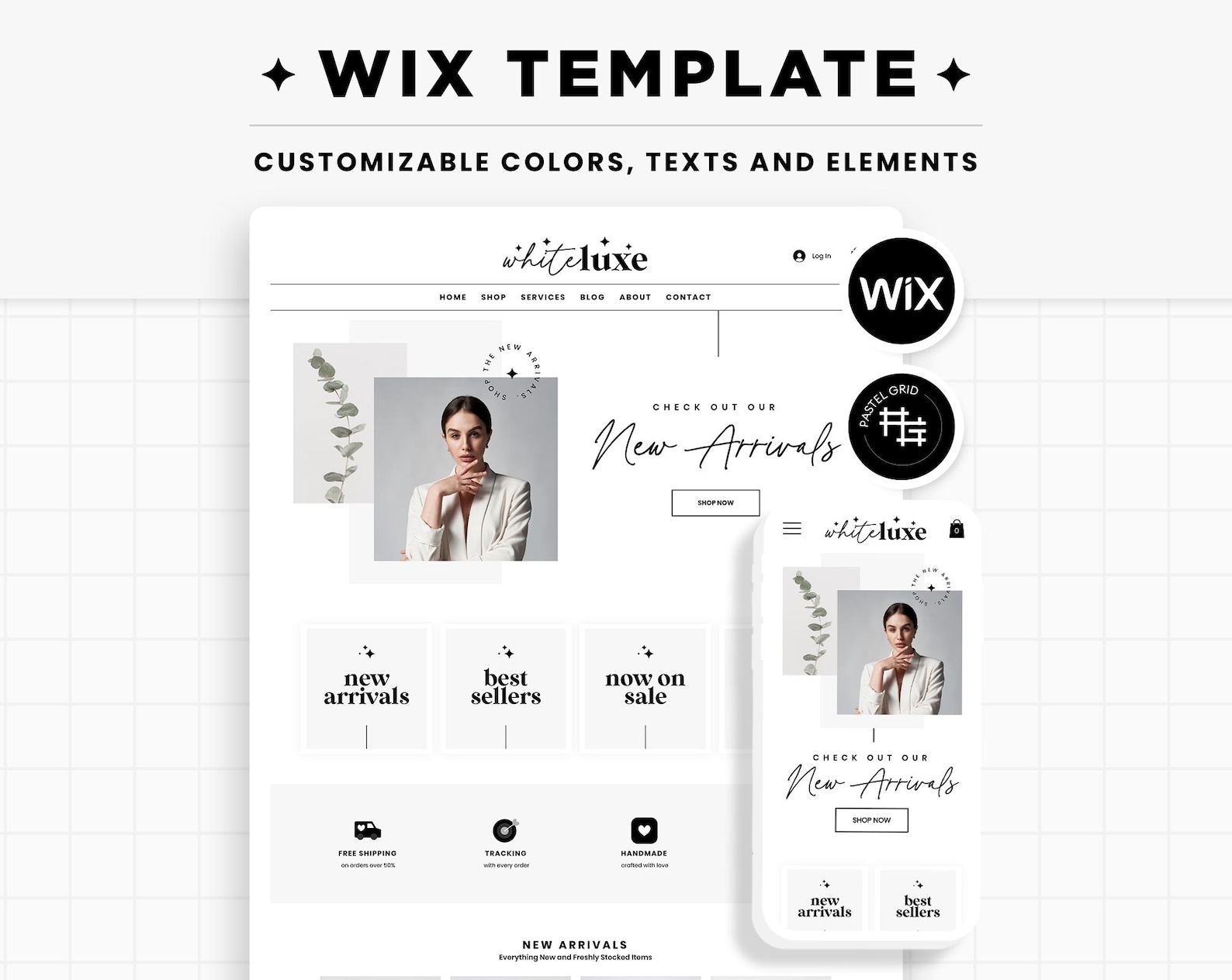 Wix Template Black White Minimalist Elegant Wix Website Editable Canva ...
