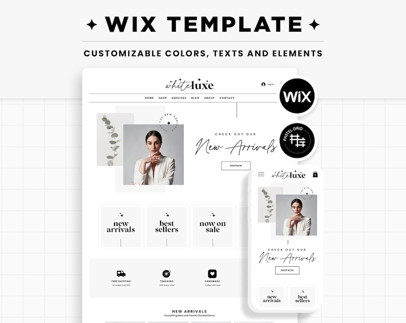 Wix Template Black White Minimalist Elegant Wix Website Editable Canva ...