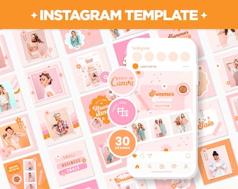 Pink Girly Instagram Posts Template Bundle in Square, Portrait, and ...