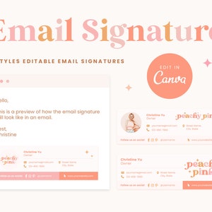 Email Signature Template Editable in Canva, Pink Peach Orange ...