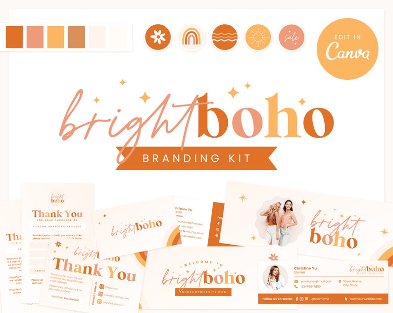 Branding Kit Bright Boho Beige Canva Templates Editable - Etsy
