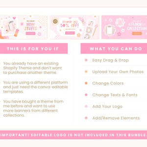 Shop Banners Pink Peach Orange Colors Editable via Canva, Shopify ...