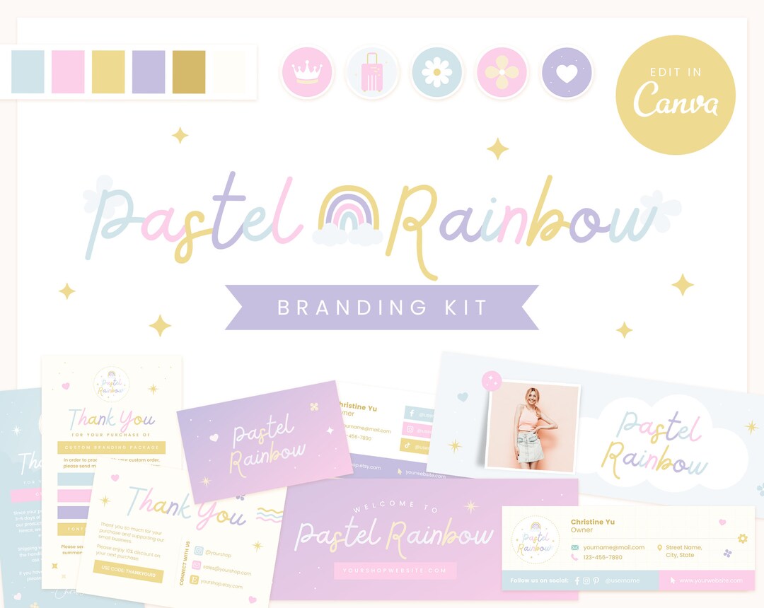 Branding Kit Canva Templates Editable Pastel Customizable - Etsy