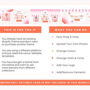 Shop Banners Red Pink Colors Editable Canva Shopify Banners ...