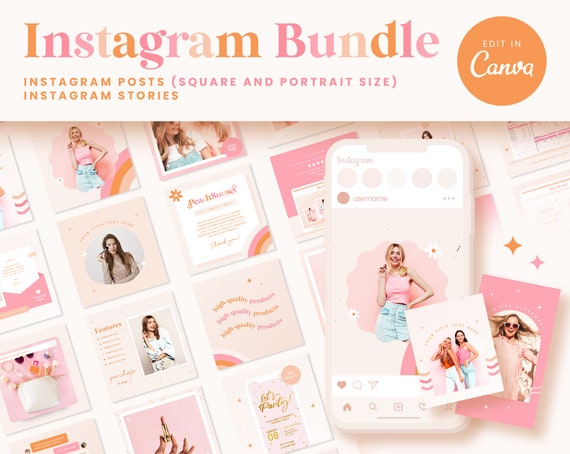 Instagram Posts Template Bundle in Square Portrait and - Etsy