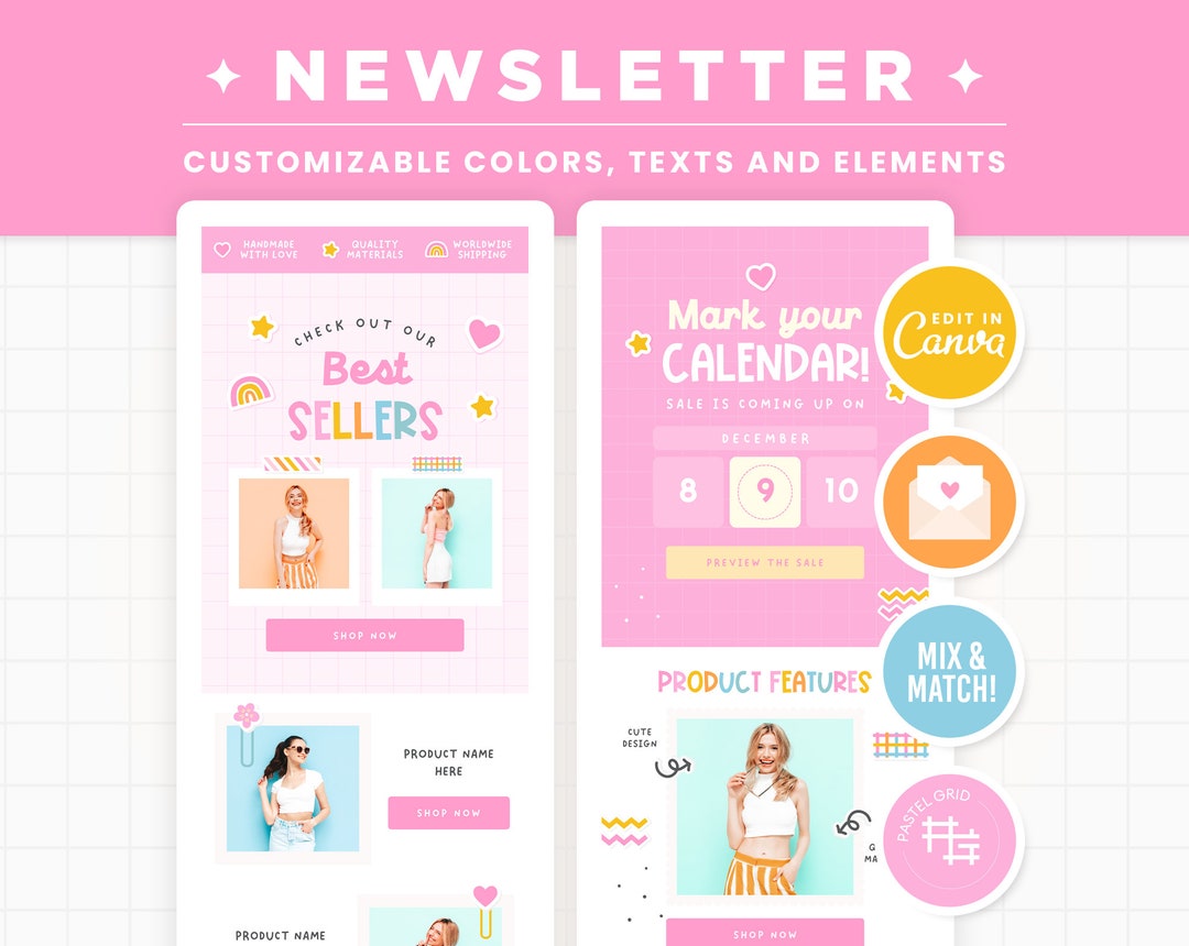 Email Templates Newsletter Design Editable in Canva, Email Banners and ...