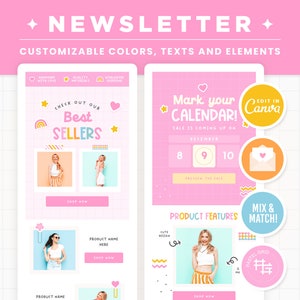 Email Templates Newsletter Design Editable in Canva, Email Banners and ...