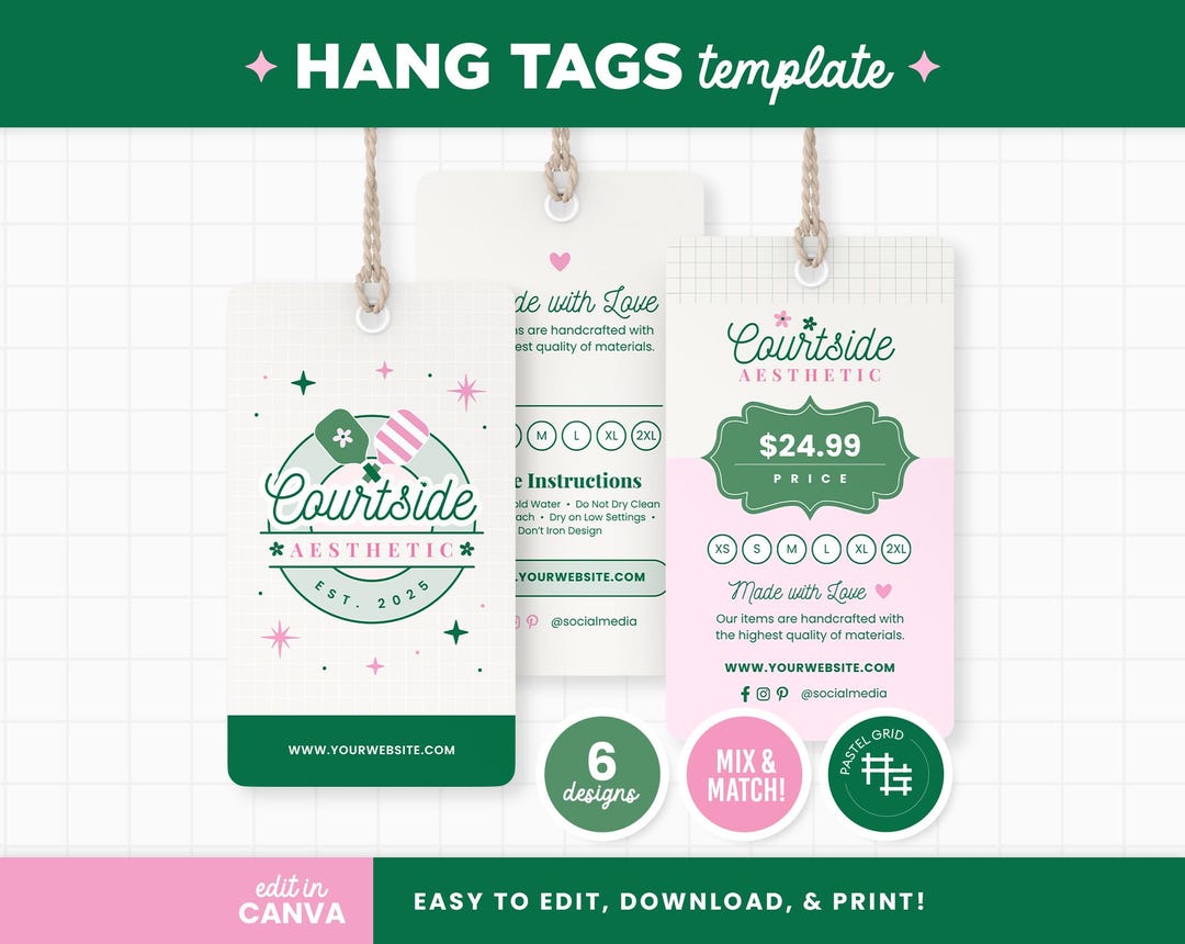 Editable Price Tag Canva Template in Courtside Aesthetic Hang Tags for ...