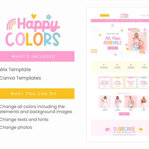 Wix Template in Rainbow Bright Happy Colors Colorful Pink Blue Wix ...