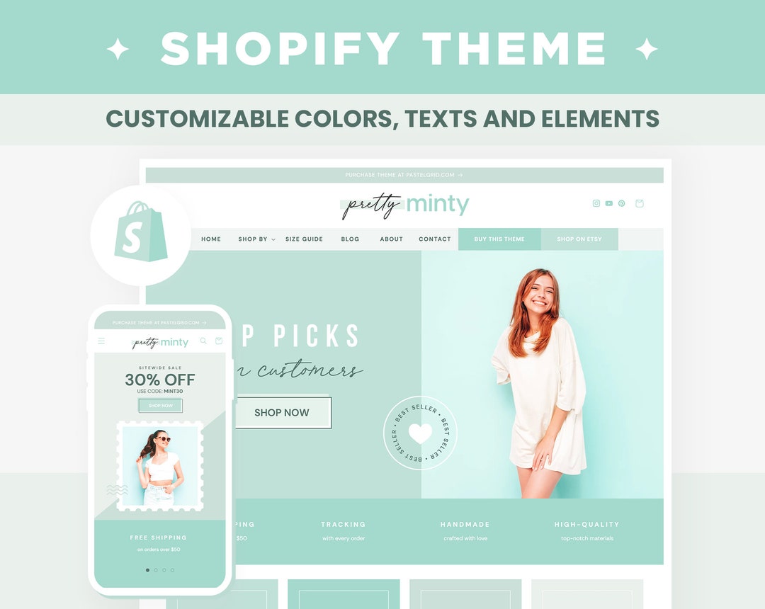Shopify Theme Mint Green Minimalist Customizable Shopify Template ...