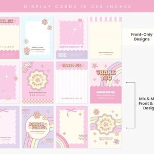 Display Cards Editable Canva Template Danish Pastel Rainbow Pink ...