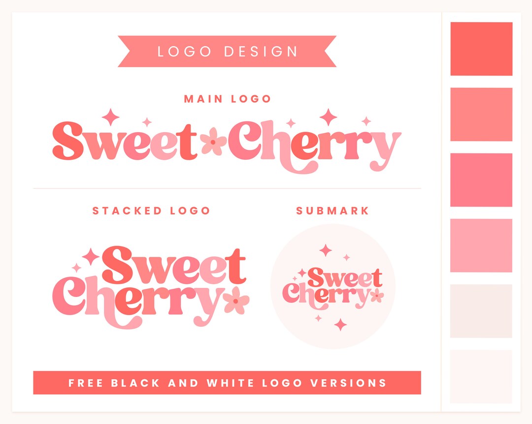 Branding Logo Design Bright Red and Pink Logo Ecommerce - Etsy