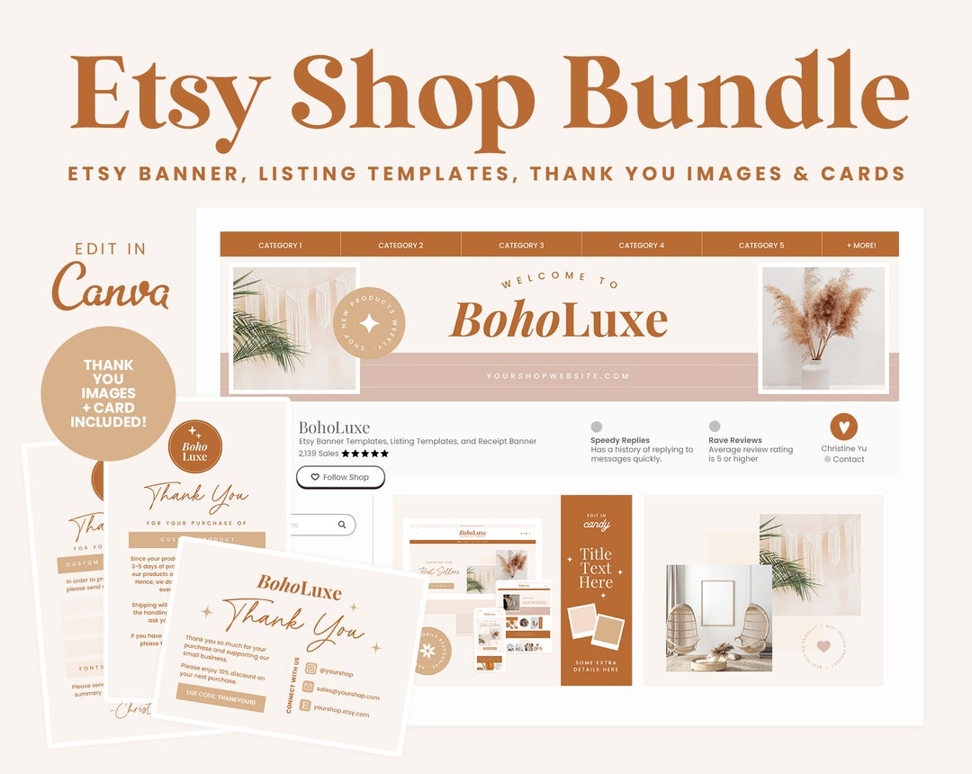 Etsy Shop Bundle Banner Templates, Listing Photos, and Receipt Banner ...