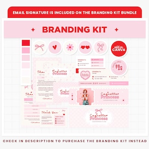 Email Signature Template Editable in Canva, Coquette Aesthetic Bows Red ...