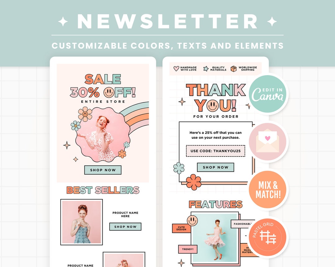 Email Templates Newsletter Design Editable in Canva, Email Banners and ...