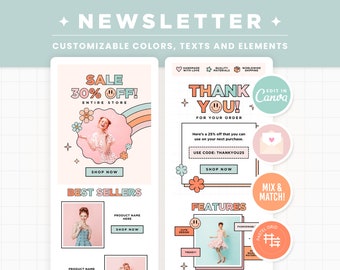 Email Templates Newsletter Design Editable in Canva Email Banners and ...