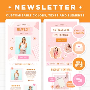 Newsletter Design Editable in Canva Pink Peach Orange Aesthetic ...