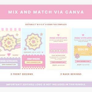 Editable Price Tag Canva Template Danish Pastel Rainbow Pink Purple ...