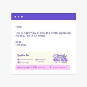 Email Signature Template Editable in Canva, Purple Pink Blue Bright ...