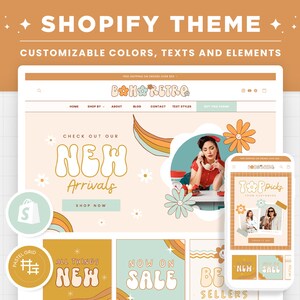 Shopify Theme Boho Retro Beige Design, Customizable Shopify Template ...