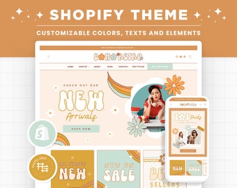 Shopify Theme Boho Pastel Groovy Rainbow Customizable Shopify Template ...
