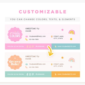 Email Signature Template Editable in Canva, Rainbow Pink Orange Bright ...