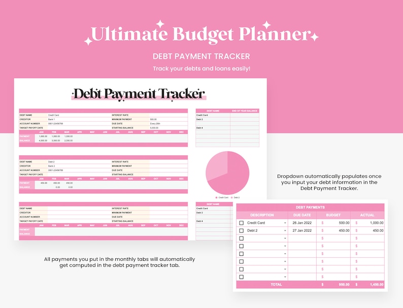 Pink Budget Spreadsheet Extended Digital Budget Planner - Etsy