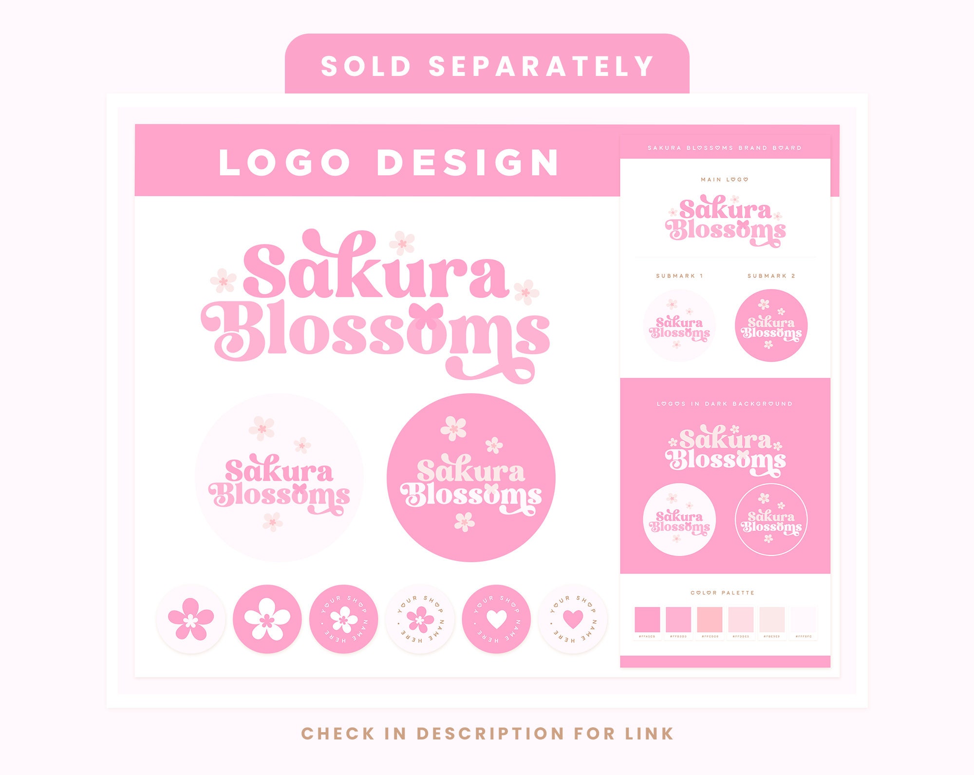 Branding Kit Pink Sakura Cherry Blossoms Canva Template Editable ...
