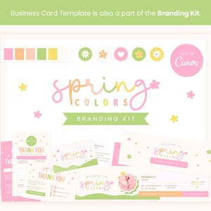Business Card Template Editable in Canva, Spring Colorful Rainbow ...