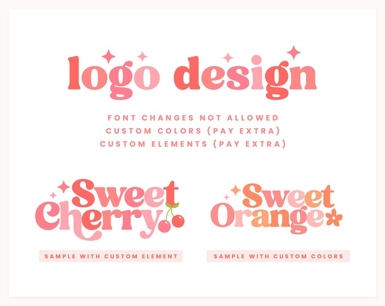 Branding Logo Design Bright Red and Pink Logo Ecommerce - Etsy