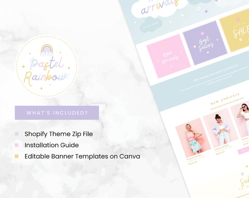 Shopify Theme Pastel Rainbow Customizable Colors Shopify - Etsy