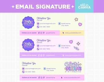 Purple Sparkle Email Signature-canva Template - Etsy
